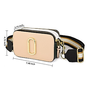 Didida Crossbody Bags, Women Snapshot Mini Purse Leather Crossbody Bag Wide Strap Shoulder Handbag Camera Clutch (Khaki)