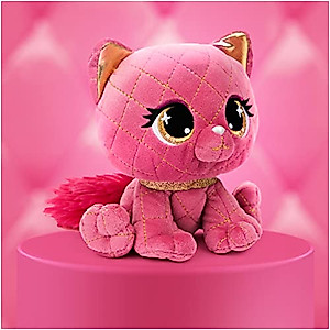P.Lushes Designer Fashion Pets Madame Purrnel Premium Cat Stuffed Animal, Pink and Gold, 9”
