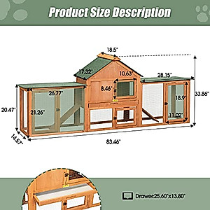 COZIWOW Wooden Extra Large Chicken Coop, Small Animal Enclosure Habitat for Indoor Outdoor, Wood Rabbit Bunny Hutch, Pets Cage House for Dog Cat Squirrel Hamster Hedgehog Guinea Pig