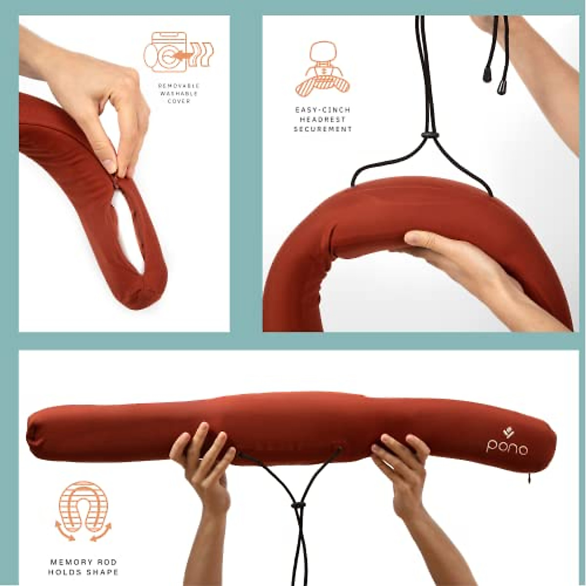 Pono Neck Cradle Travel Pillow: Memory Foam, Ergonomic 360° Adjustable Support, Prevents Neck Pain/Head Nods. Infinity Shape Fits All Adults. Compact, Foldable Design for Easy Portability