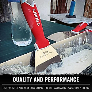 6" Soft-Grip Stainless Steel Drywall Joint Knife - LEVEL5 | Pro-Grade | Comfortable Finishing Hand Tool | Metal Hammer End | Sheetrock Gyprock Plasterboard Mud | 5-142