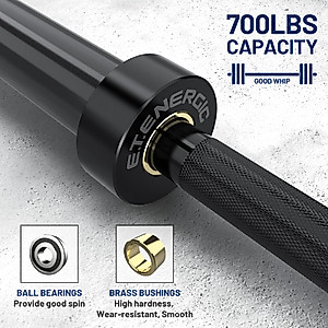 E.T.ENERGIC Olympic Barbell Bar 7 Foot Load 1500-lbs Capacity Available, for Gym Home Exercises, Weightlifting, Powerlifting