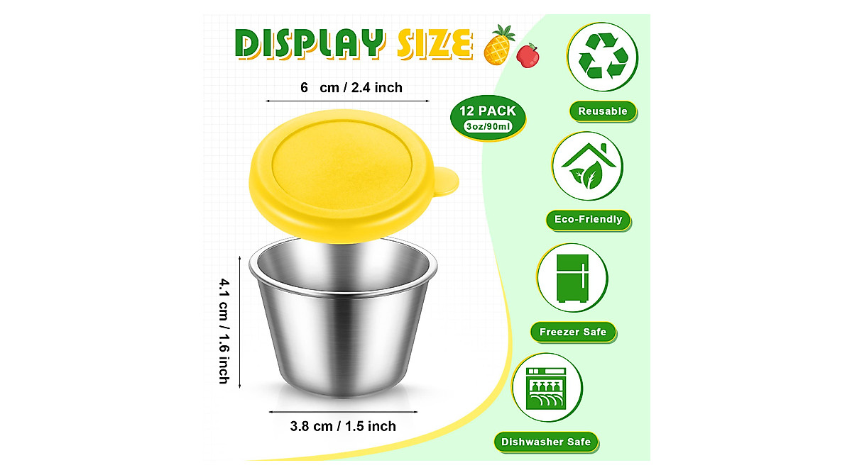 12 Pack Rainbow Sauce Containers - Reusable & Portable