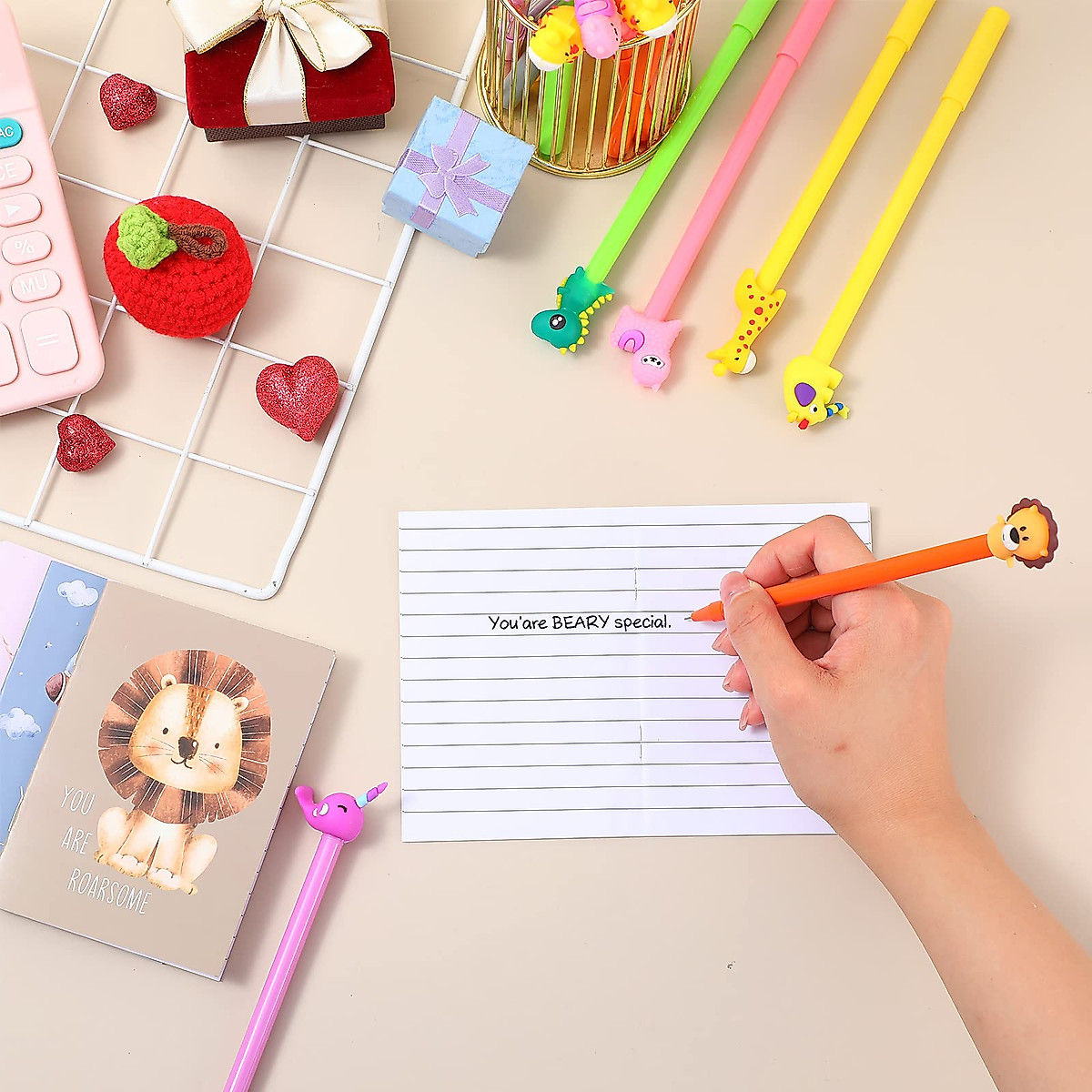 Colarr 64 Pcs Inspirational Mini Notebook with Pens Bulk Motivational Pocket Notebooks Cute Cartoon Animal Pens Funny Gift for Students from Teacher Classroom Birthday Party Favor