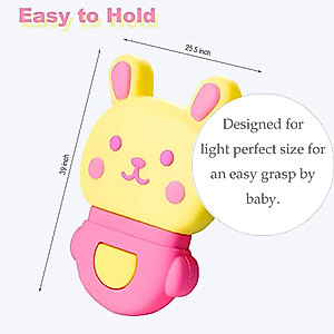 Baby Teething Toys, Caromolly Vibrating Teether Toy, Teether Toys for Babies 0-12 Months, Electric Soothing Teether for Sensory Exploration and Teething Relief, Cute Cartoon Shape, BPA-Free