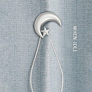 canjuxk 2 Pack Curtain Tiebacks，Magnetic Curtain Tiebacks,Star Moon Curtain Decorative Weave Rope Curtain Holdbacks Holder for Window Decor, Curtain Clips Rope Straps Magnet for Home Office (Silver)