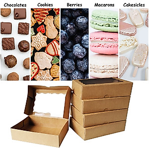 Cookie Boxes With Window Giving Gift,6PK Kraft Bakery Boxes For Macaron,Candy,Cakesicle,Chocolate,Truffle Packaging,Small Treat Cookie Containers For Christmas,Birthday,Wedding,Party 7x4.8x1.8"