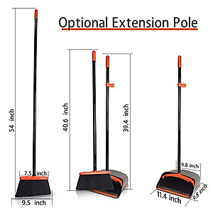 Broom and Dustpan Set for Home, Tub Tile Scrub Brush 3 in 1 Shower Brush