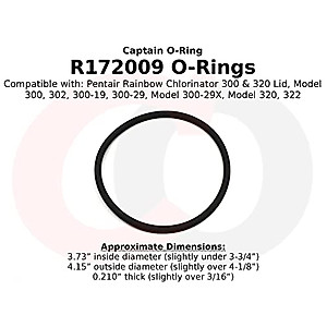 Captain O-Ring – Replacement R172009 O-Rings for Pentair Rainbow Chlorinator 300 & 320 Lid, Chlorine Resistant (2 Pack)