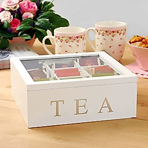 WHYATT Tea Storage Chest | Tea Storage Box Container | Tea Bag Box Storage Container Organizer Holder for Kitchen Cabinet, Countertop, Pantry