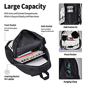 halloween nightmare 3 Piece Backpack Set Cartoon Backpack with Lunch Box Pencil Case for girls teens Women Men Durable Laptop Bag school backpack Wear Resistant christmas Hiking Camping Daypack C 3