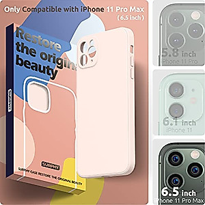 SURPHY Square Design for iPhone 11 Pro Max Case with Camera Protection, Straight Edge Design Liquid Silicone Slim Case, Light Pink