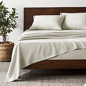 Bare Home Full Sheet Set - Luxury 100% Linen Full Bed Sheets - Deep Pockets - Easy Fit - 4 Piece Set - Bedding Sheets & Pillowcases (Full, Soft White)