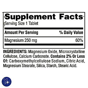 Magnesium Bone & Muscle Health Dietary Supplement Tablets Spring Valley, 250 mg, 250 Count