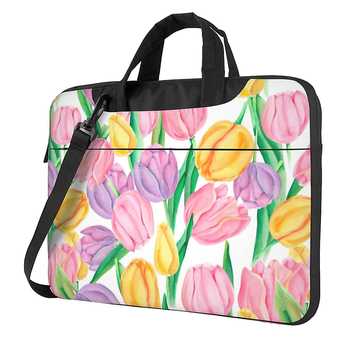 Laptop Bag Laptop Case 14 Inch Computer Bags Colorful Tulips Floral Printed Padded Sleeve Cover for Women Men