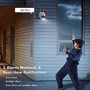 ZUMIMALL Security Cameras Wireless Outdoor, 2K 360° PTZ Outdoor Camera Wireless, Solar Security Cameras for Home, Spotlight & Siren/2.4G WiFi/3MP Color Night vision/2-Way Talk/PIR Detection/SD/Cloud