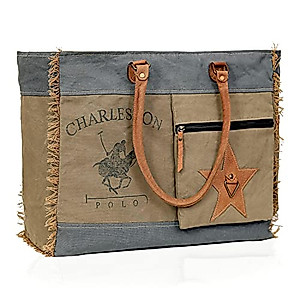 CLA 20 Inch Upcycle Canvas & Cowhide Leather Handbag for Women, weekend bag, beach bag for women, Canvas Hobo Bag for Women, Canvas Tote Bag for Women's