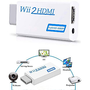 Wii to HDMI Converter,Output Video Audio Adapter HDMI Converter 1080P,Wii HDMI Adapter with 3,5mm Audio Jack&HDMI Output Compatible with Wii,Wii U,HDTV,Supports All Wii Display Modes 720P