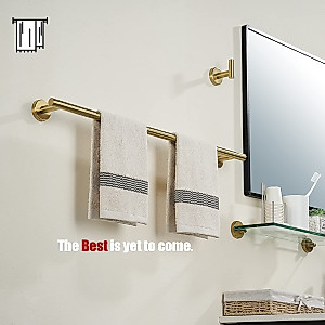 JQK Bath Towel Bar, 24 Inch Brushed Light Gold Towel Rack Bathroom, 304 Stainless Steel Thicken 0.8mm Towel Holder Wall Mount, Total Length 27 Inch, TB110L24-BG