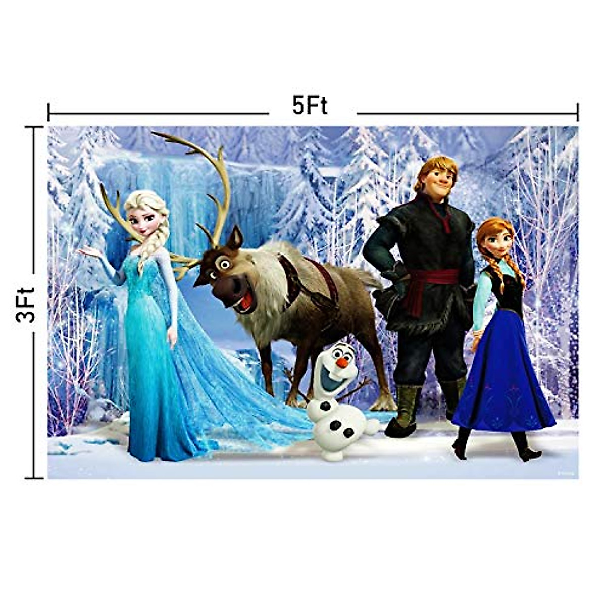 Elsa Backdrop Birthday Banner for Girl Frozen Elsa Princess Party Supplies Baby Shower Ice Snow Castle Background Photography