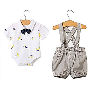 YFYBaby Newborn Baby Boys Gentleman Outfits Suits Infant Short Sleeve Shirt+Bib Pants+Bow Tie Overalls Clothes Set