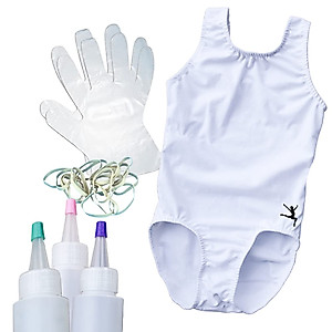 GymnasticsHQ DIY Tie Dye Leotard Kit - Pink & Turquoise - Makes cute, custom leotard for girls gymnastics (Adult Small)