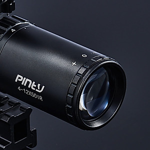 Pinty Rifle Scope 4-12x50 with 4MOA Red Dot Sight & Green Laser for 20mm Picatinny or Weaver Rail Long Guns, RG Illuminated Rangefinder Scope Combo for Guns Rifles