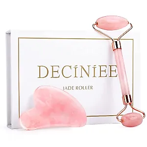 Deciniee Jade Roller and Gua Sha Set - Anti Aging Rose Quartz Face Massager for Eye, Neck - Natural Beauty Skin Care Tools Body Muscle Relaxing Relieve Wrinkles