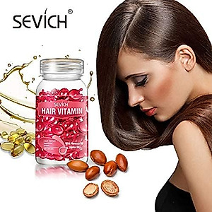 SEVICH Red Intensive Repair Capsules - Moroccan Oil & Jojoba Duo | Color-Lock Technology for Dyed Hair | Anti-Frizz Hair Serum Capsules (30 Count)