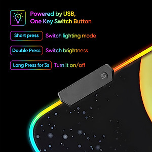 RGB Skull Mouse Pad,Nightmare Before Christmas Large Gaming Mousepad with 14 Lighting Modes,Non-Slip Computer Keyboard Desk Mat,31.5×11.8 inches (C)