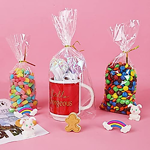 QTOP Cellophane Bags Cookie Bags Cellophane Treat Bags 3 Sizes 110 PCS cookie bags with Twist Ties for Birthday Party Favors, Valentines, Halloween, Christmas, Wedding（4x9.5 5x11 6x12 inches）