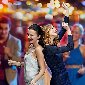 60s 70s Disco Ball Earrings for Women,Retro Neon Hippie Disco Ball Earrings Colorful Mirror Reflective Acrylic Dangle Drop Earrings 80s Halloween Costume Accessories (Pink)