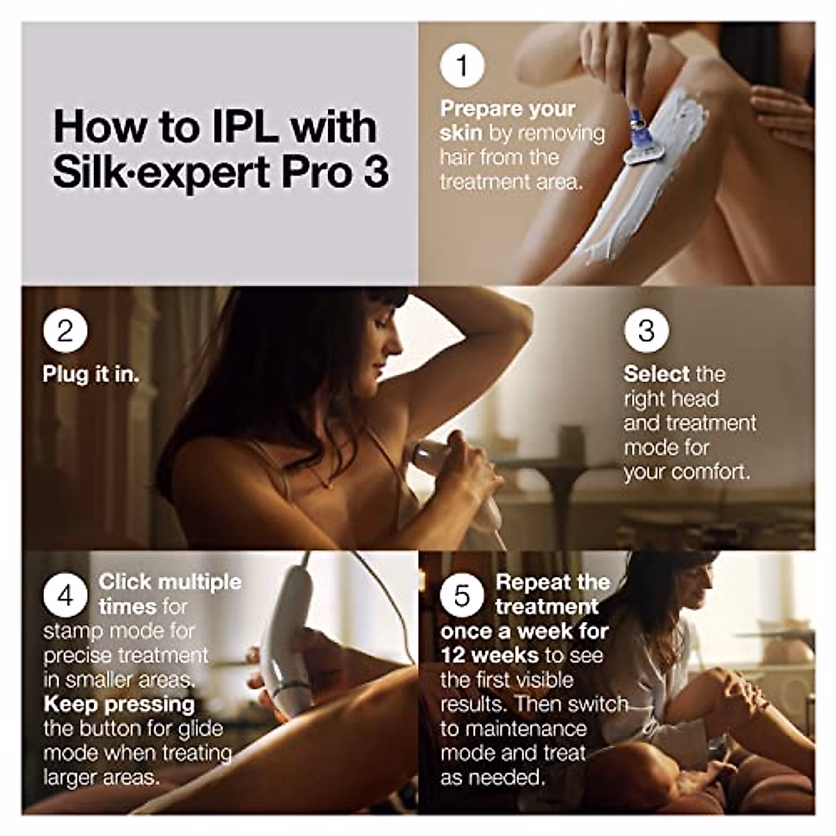 Braun IPL Long-lasting Hair Removal System for Women and Men, NEW Silk Expert Pro 3 PL3221, Head-to-toe Usage, for Body & Face, Alternative to Salon Laser Hair Removal, With 3 Extra Caps