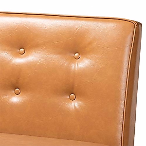 BOWERY HILL Faux Leather Upholstered and Brown Finished Wood 2-Piece Bench