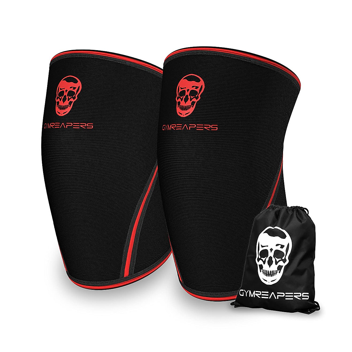 Knee Sleeves (1 Pair) Free Gym Bag - Knee Sleeve & Compression Brace for Squats, Fitness, Weightlifting, and Powerlifting - Gymreapers 7MM Sleeve Pair - For Men & Women - 1 Year Warranty (Large)