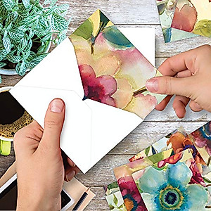 The Best Card Company - 20 Assorted Blank Plant Cards Boxed (4 x 5.12 Inch) (10 Designs, 2 Each) - Watercolor Botanicals AM3314OCB-B2x10
