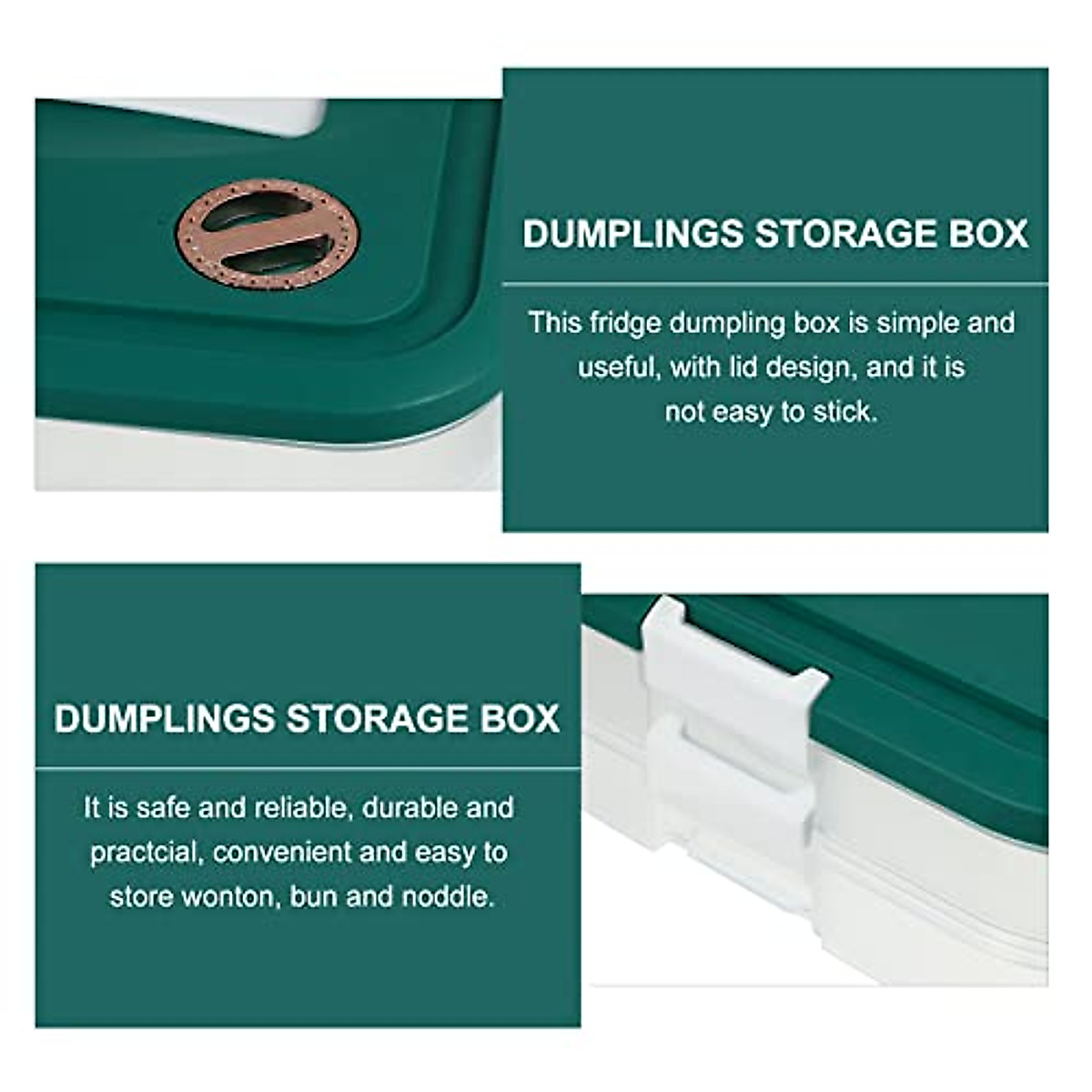 YARNOW 3 Layer Refrigerator Dumpling Box, Stackable Dumpling Food Containers, Dumpling Box Bins Holder with Lids for Refrigerator (Green)