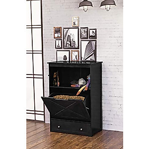 zoovilla Windsor Pet Feeders with storage - dog bowl stand, pet feeder station, Black 13.78?D x 24.02?W x 35.04?H