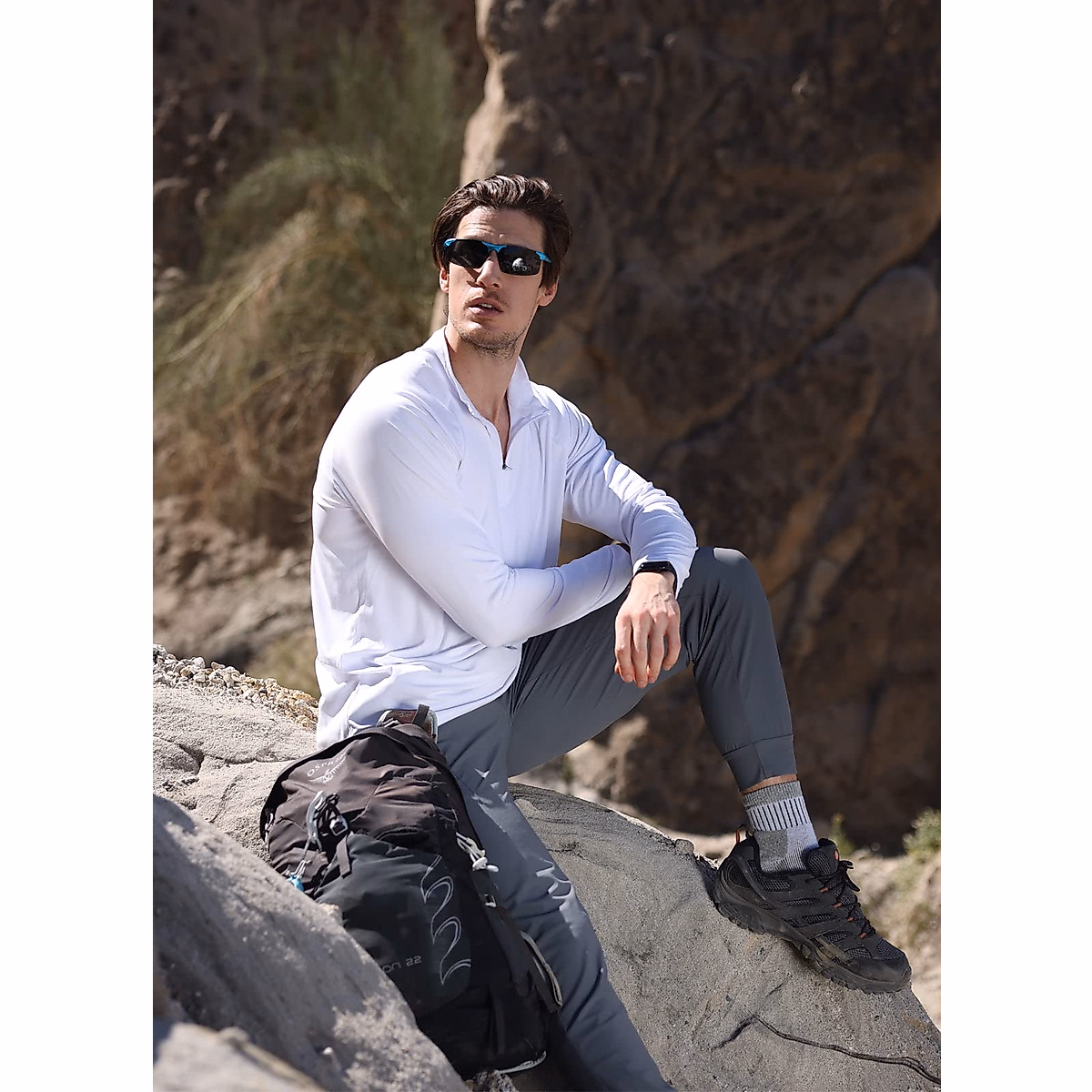 BALEAF Men's Lightweight Joggers Quick Dry Cargo Pants UPF 50+ Stretch Jogger Pants Hiking Outdoor Running Track Workout Grey L