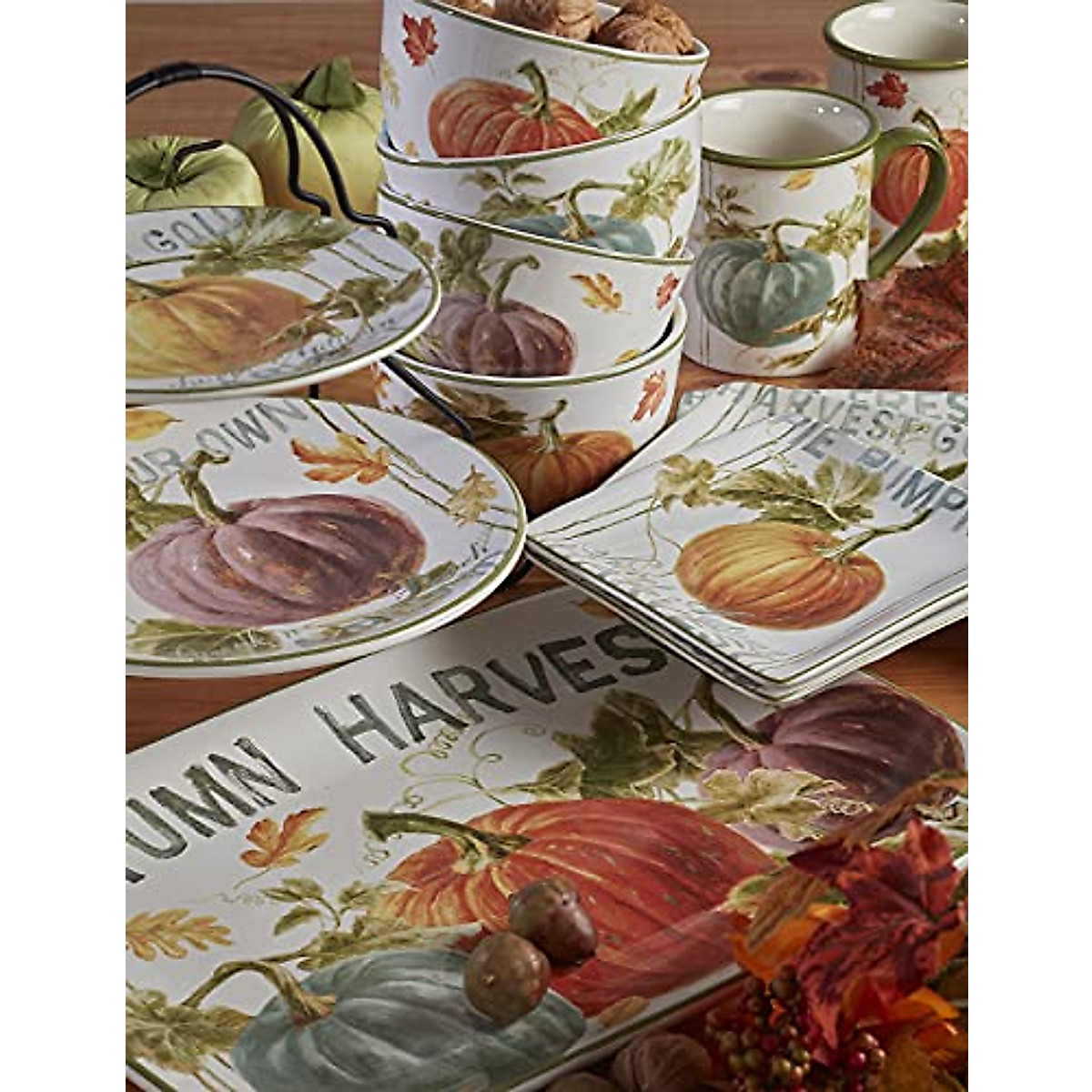Certified International Autumn Harvest 16 oz. Mugs, Set of 4, 4 Count (Pack of 1), Multicolor