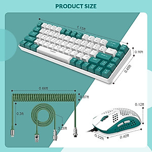 ZIYOU LANG RK-T8PR0 Wired 65% Mechanical Gaming Keyboard and Mouse Combo with RGB LED Backlit Anti-ghosting TKL Mini 68 Key Coiled C to A Cable Tactile Blue Switch for PS4 PS5 Xbox PC Mac Gamer(Green)