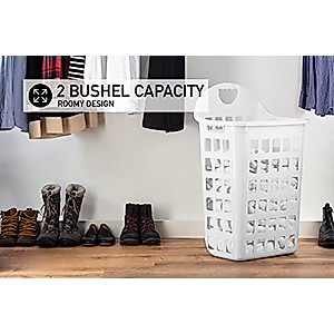 United Solutions Rolling Hamper with Built-In Handle, Two Bushel Capacity Holds 3 Loads of Laundry, Smooth-Gliding Thermo-Rubber Wheels, White, Ventilated Design