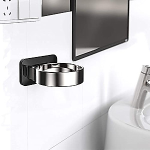 Fysupotsu Hair Dryer Holder Wall Mount,Self Adhesive Hair Tool Organizer Storage,Bathroom Hair Accessories Organizer,Blow Dryer Holder No Drilling (Full Black)