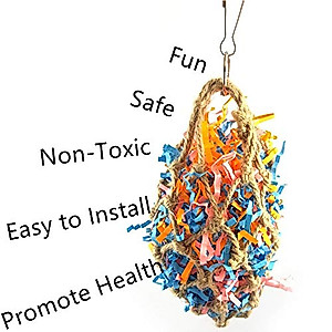 Litewoo Bird Foraging Shredding Nest Chew Hanging Toy for African Grey Cockatoos Conure Parakeet Quaker Cockatiel Cage Accessories