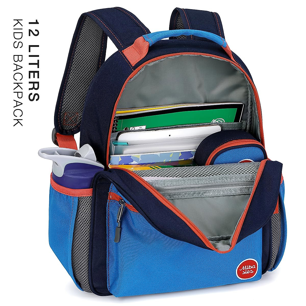 mibasies Kids Backpack for Boys, Kindergarten Backpack School Bag for Toddler Boys Age 5-8, Dark Blue