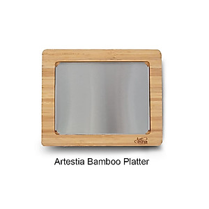 Artestia cheese board and cutlery,Bamboo Platter, Stainless Steel Tray, Serving Tray Wooden Cheese Board Set, Chacutery Accessories Board for Family Garthering Parties(without Stone)