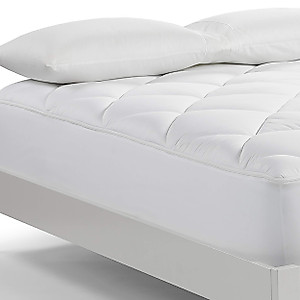 Serta Luxury Firm Fiber Fill Cooling Fitted Mattress Pad Cover, Cal King, White