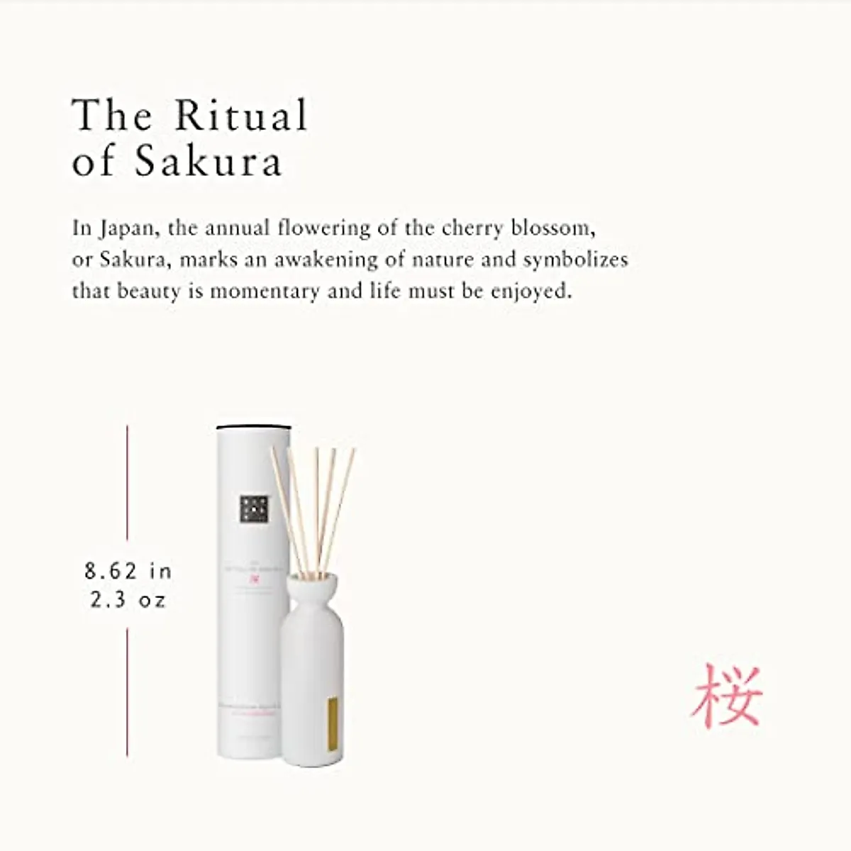 RITUALS Sakura Oil Reed Diffuser Set - Fragrance Sticks with Rice Milk and Cherry Blossom - 2.3 Fl Oz