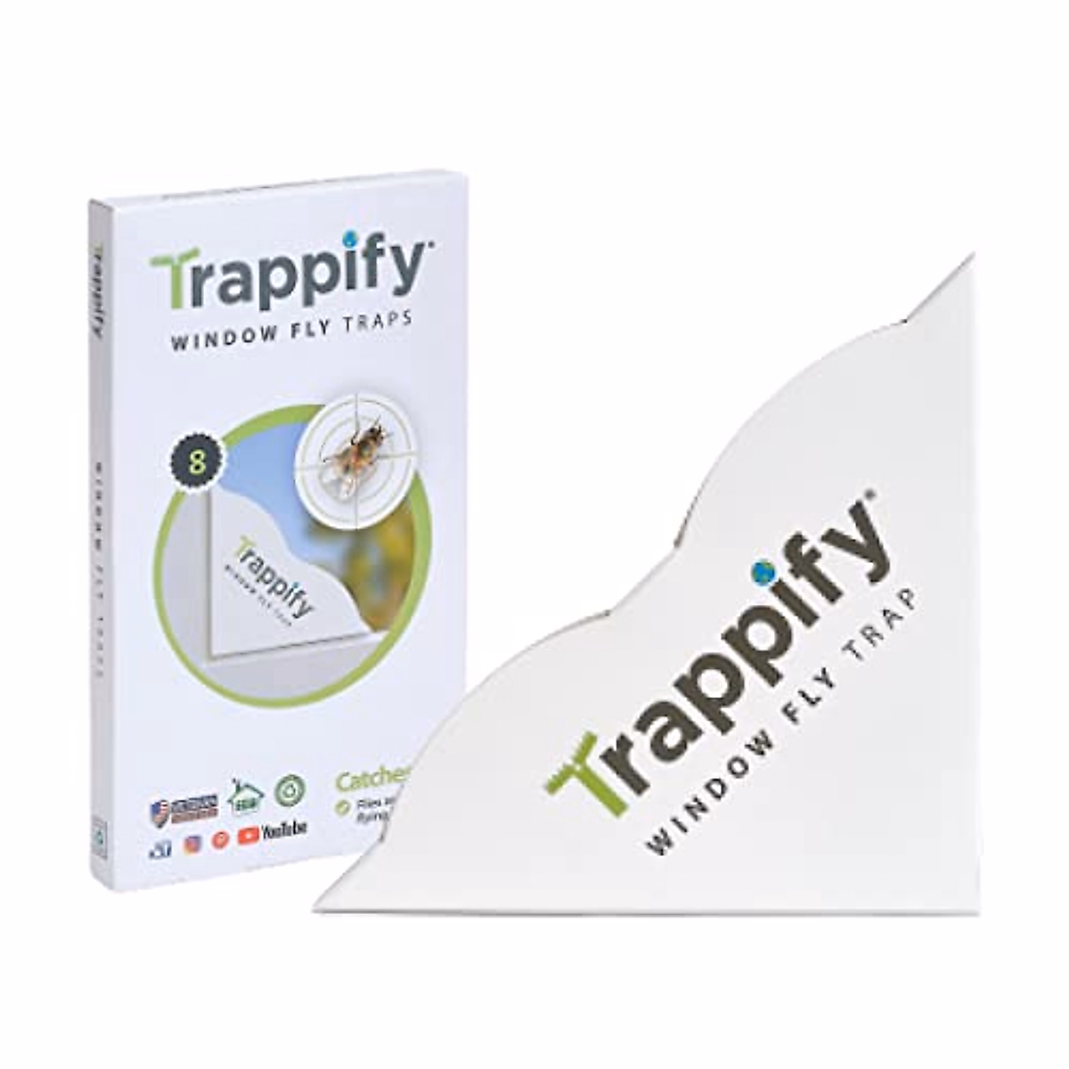 Trappify Window Fly Traps: House Window Fruit Fly Traps for Indoors, Gnat, & Other Flying Insect, Disposable Indoor Fly Trap with Extra Sticky Adhesive Strips - Inside Home Housefly & Bug Catchers (8)