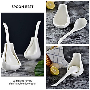 Hemoton Coffee Spoon Holder 1pc Ceramic Spoon Rest Ceramics White Pallet Commercial Ceramic Utensil Holder